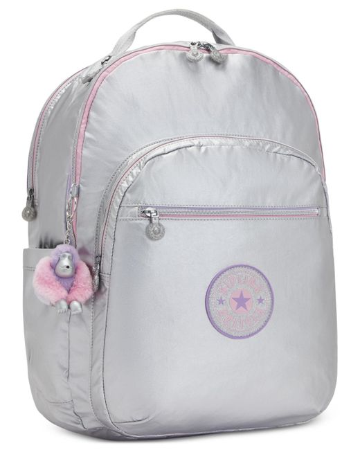 Kipling Seoul Extra Large Candy Metal Nylon 17" Laptop Backpack in Pink ...