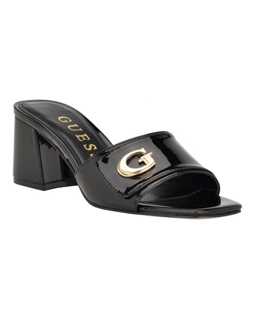 Guess Gallai Slip-on Open Toe Block Heeled Mules in Black | Lyst
