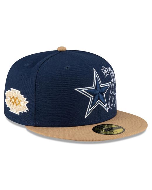 KTZ Navy/tan Dallas Cowboys Western 59fifty Fitted Hat in Blue for Men ...