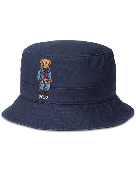 Polo Ralph Lauren Polo Bear Twill Bucket Hat in Blue for Men | Lyst