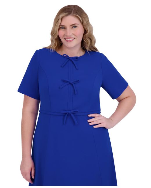 Jessica Howard Plus Size Bow-trim Fit & Flare Dress in Blue | Lyst