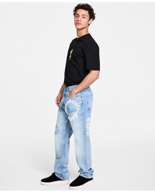 BOSS Nate Signature-detail baggy Jeans in Blue for Men | Lyst
