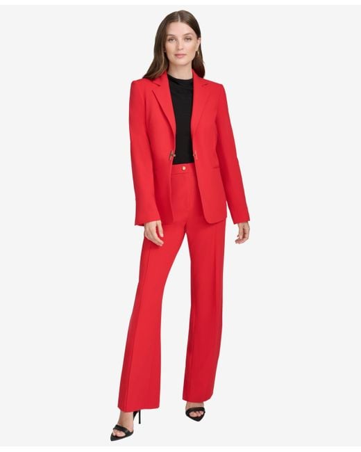 Halston Logo-clasp Notch-lapel Blazer in Red | Lyst