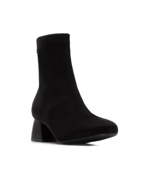 Xti Suede Heeled Ankle Booties in Black | Lyst