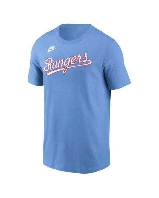 Nike Texas Rangers Cooperstown Wordmark T-shirt in Blue for Men | Lyst