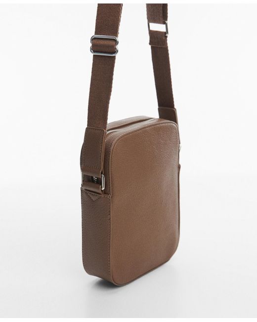 Mango Leather-effect Shoulder Bag in Brown for Men | Lyst
