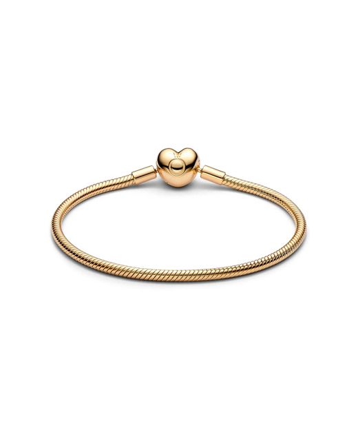 PANDORA Plated Moments Heart Clasp Snake Chain Bracelet in Metallic | Lyst
