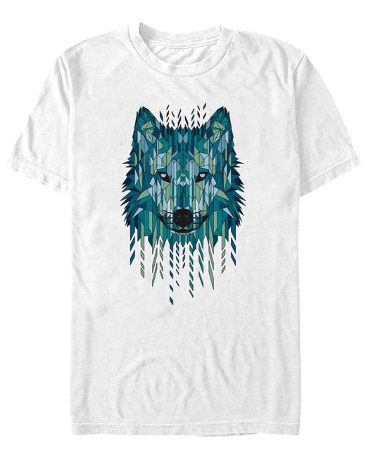 Design By Humans Geometric Wolf Short Sleeve T-shirt in White for Men ...