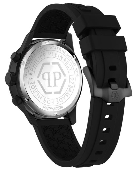 Philipp Plein Chronograph Pleinmeter Silicone Strap Watch 44mm in Black ...