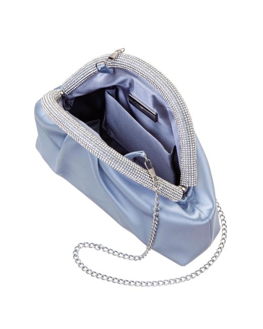 Nina Small Crystal Trim Frame Clutch in Blue | Lyst