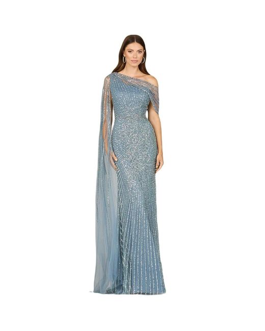 Lara One Shoulder Fitted Gown in Blue | Lyst