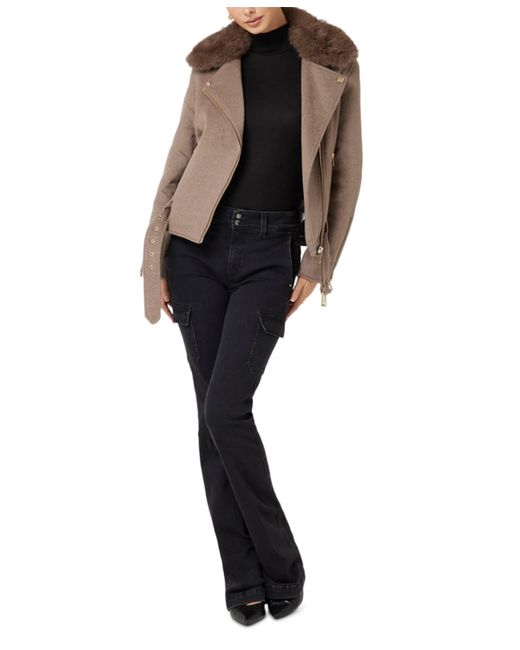 Guess Cargo Mini-bootcut Double-button Jeans in Black | Lyst