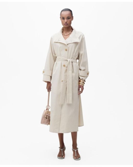 Mango Oversized Cotton Trench Coat in White | Lyst