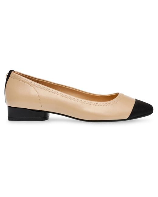 Anne Klein Carlie Almond Toe Ballet Flats in Natural | Lyst