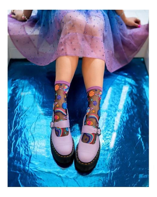 Sock Candy Pop Art Black Sheer Sock in Blue | Lyst