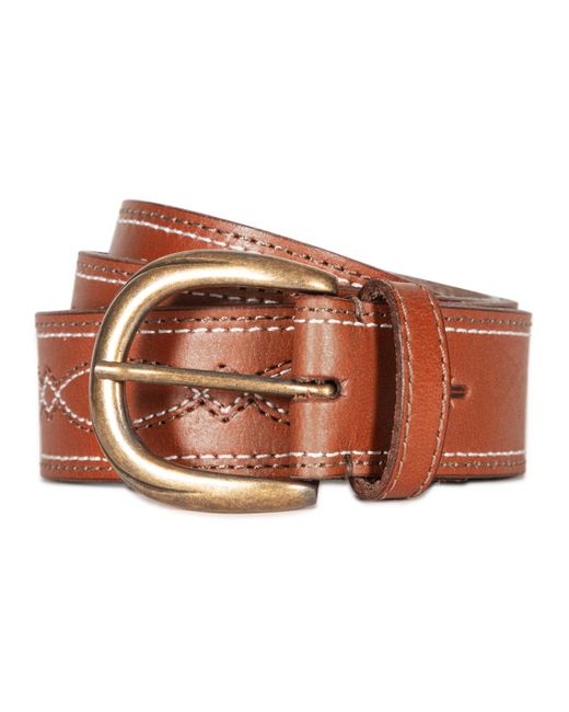 Frye Two-tone Stitch Belt in Brown | Lyst