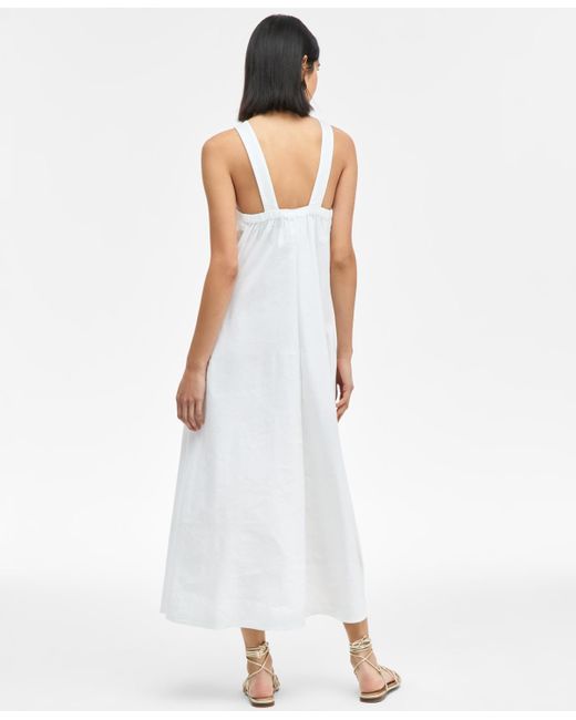 INC International Concepts Linen-blend Halter Midi Dress in White | Lyst