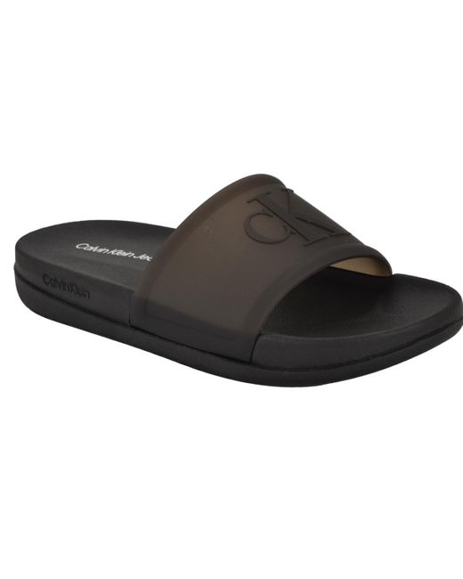 Calvin Klein Barli Flat Pool Slide Sandals in Black | Lyst