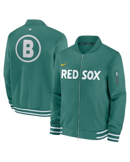 Nike Boston Red Sox 2025 City Connect Authentic Collection Full-zip Bomber Jacket in Green for ...