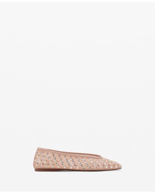 Mango Mesh Strass Ballerina Flats in Pink | Lyst