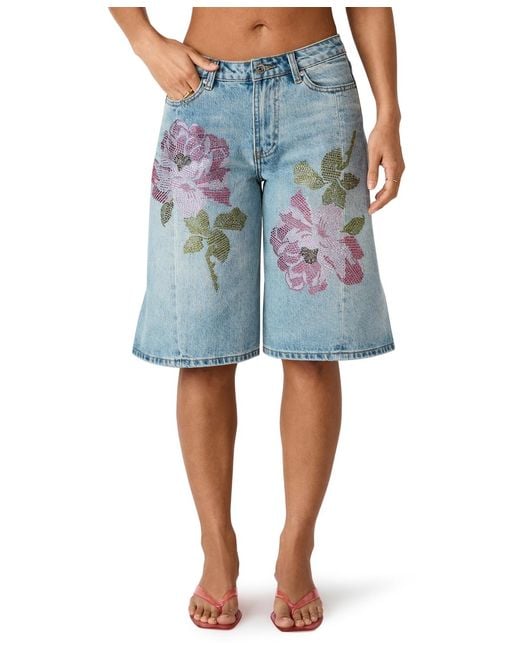 Steve Madden Kesha Wide Fit Shorts in Blue | Lyst