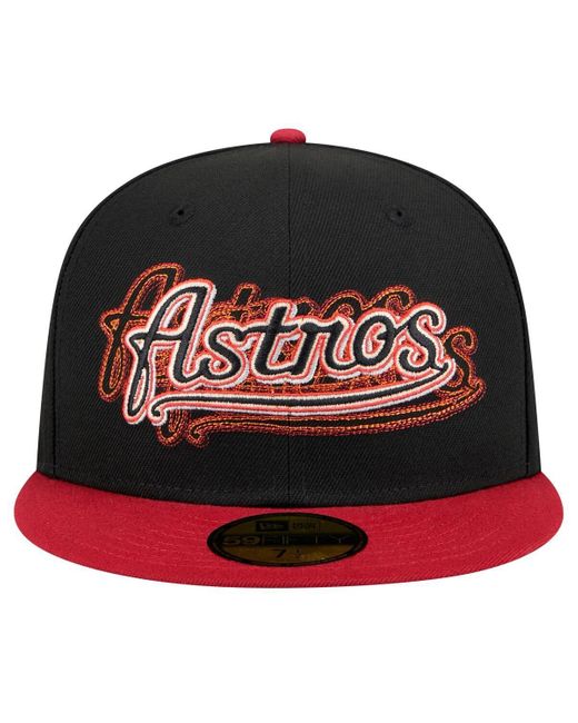 KTZ Houston Astros Shadow Stitch 59fifty Fitted Hat in Red for Men | Lyst