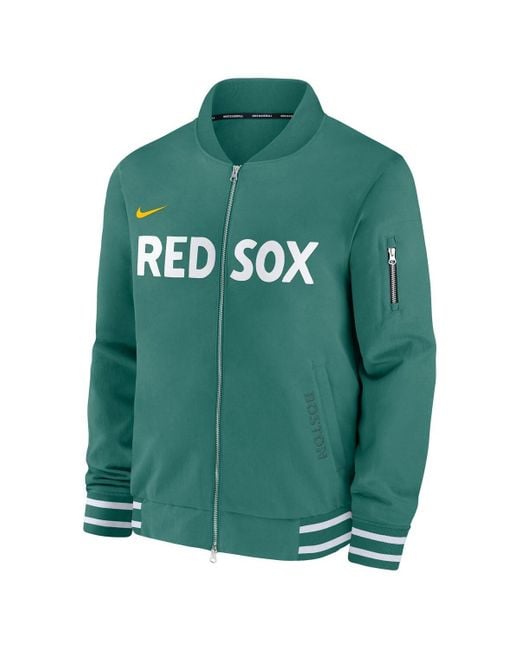 Nike Boston Red Sox 2025 City Connect Authentic Collection Full-zip Bomber Jacket in Green for ...