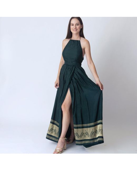 Ras Green Silk Maxi Dress in Blue | Lyst