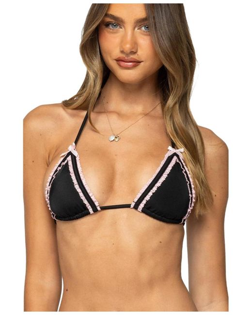 Edikted Mandy Triangle Bikini Top in Black | Lyst