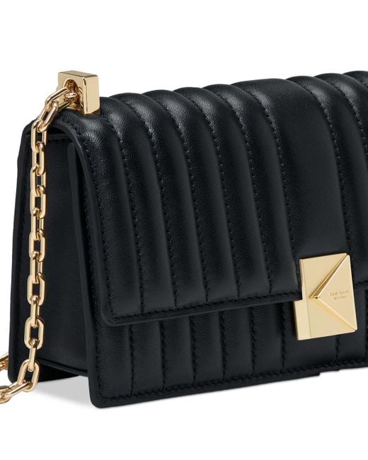 Kate Spade Deco Quilted Leather Mini Flap Chain Crossbody Bag in Black ...