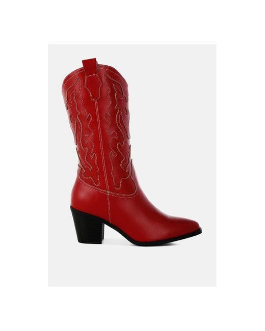 LONDON RAG Pakito Patchwork Detail Cowboy Boots in Red | Lyst