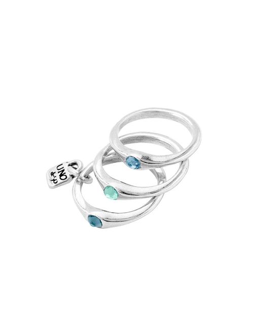 Uno De 50 Sterling Silver And Faceted Triple Metal Ring in Metallic | Lyst