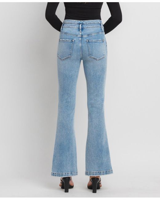 Flying Monkey High Rise Split Hem Flare Jeans in Blue | Lyst