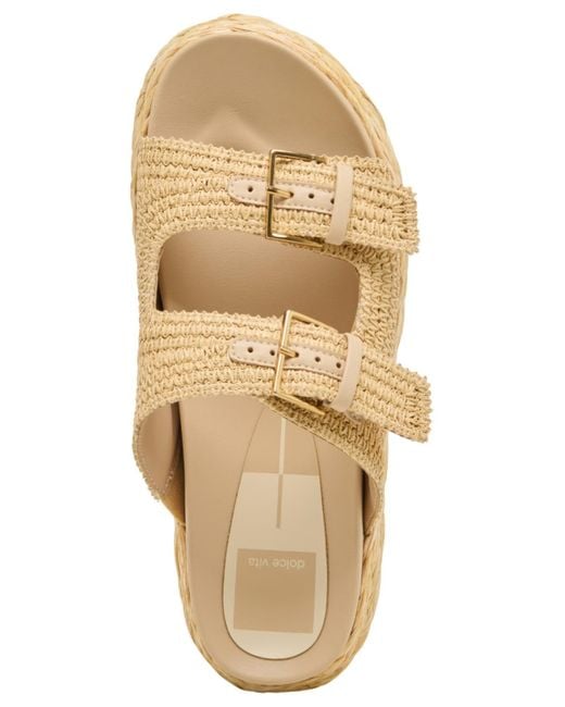 Dolce Vita Falyn Platform Double Buckle Raffia Woven Footbed Sandals in ...