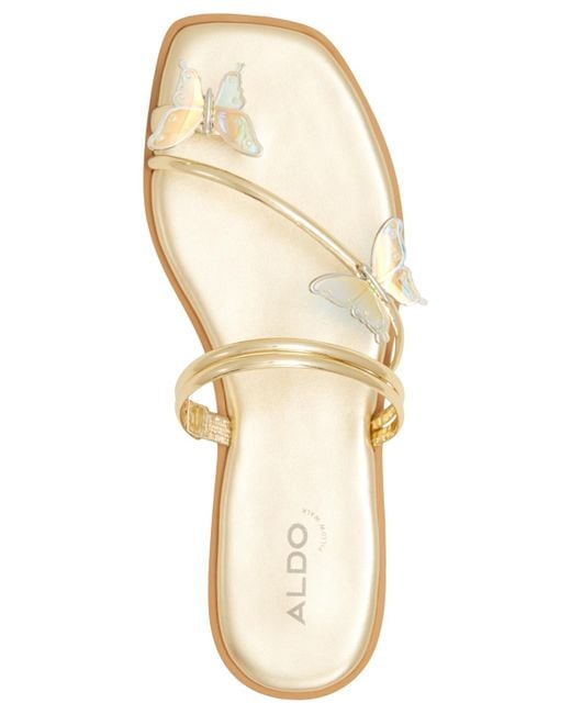 ALDO Glasswing Butterfly Strappy Slide Sandals in Metallic | Lyst