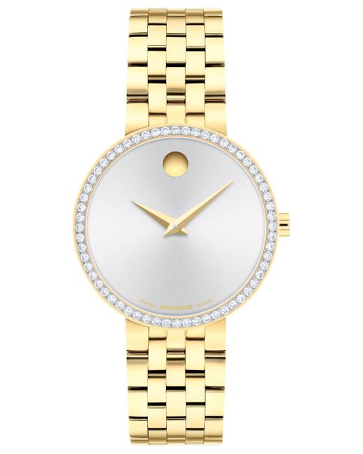 Movado Museum Classic Lab Grown Diamond Swiss Quartz Light Yellow Pvd ...