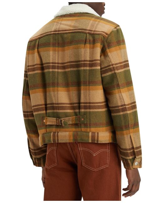 Levi's Plaid Sherpa Trucker Jacket in Brown for Men | Lyst