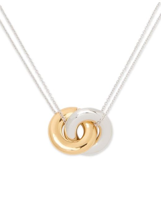 Kate Spade Two-tone Interlock Ring Pendant Necklace in Metallic | Lyst