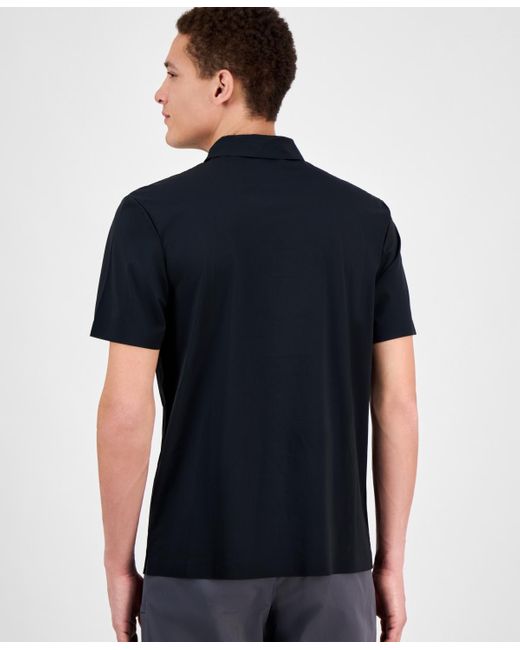 Alfani Laser Cut Short Sleeve Performance Polo Shirt in Blue for Men | Lyst