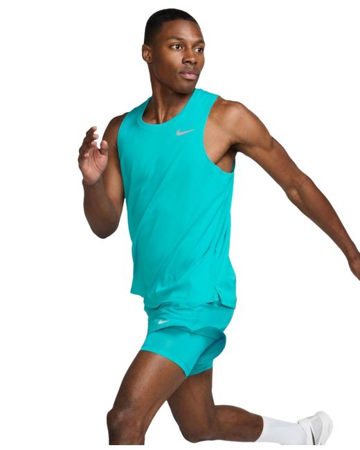 Nike Miler Dri-fit Running Tank in Blue for Men | Lyst