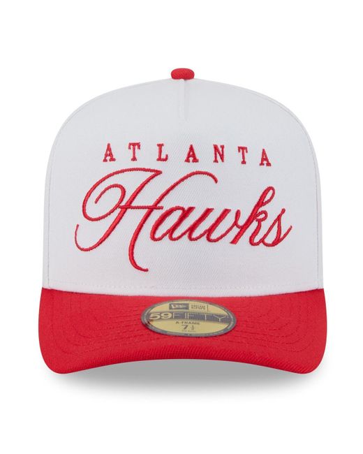 KTZ White/red Atlanta Hawks 2025 Nba Draft A-frame 59fifty Fitted Hat ...