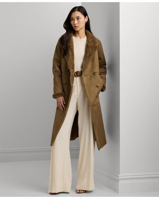 Ralph Lauren Faux-shearling Coat in Natural | Lyst