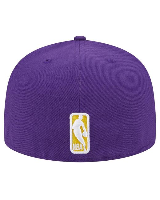 KTZ Los Angeles Lakers Sport Night Script Sided 59fifty Fitted Hat in ...