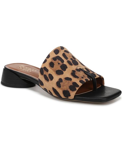 Franco Sarto Loran Stacked Heel Slide Dress Sandals in Brown | Lyst