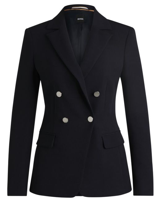 BOSS Boss By Double-breasted Closure Slim-fit Jacket in Black | Lyst