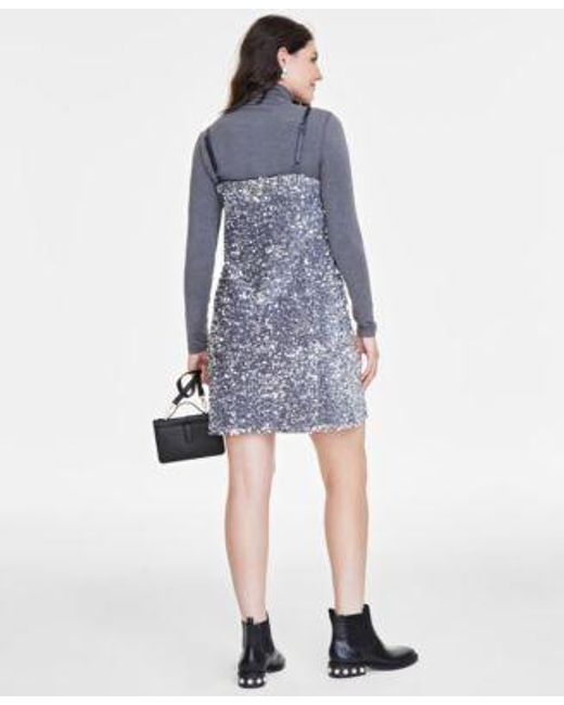 On 34th Turtleneck Sheath Dress Drop Earrings Wallet On A String ...
