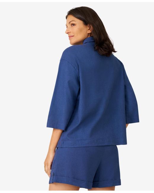 Cable & Gauge Patch Pocket Linen Blend Jacket in Blue | Lyst