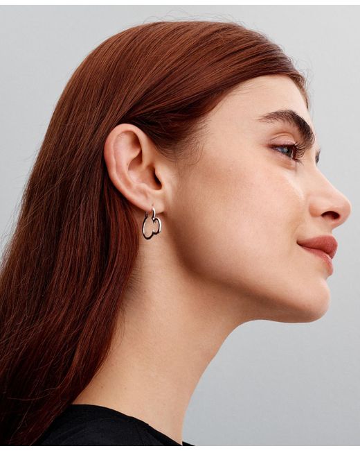 PANDORA Disney Mickey Mouse Silhouette Hoop Earrings in Metallic | Lyst