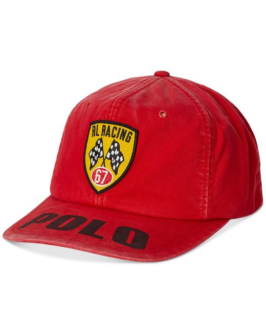 Polo Ralph Lauren Racing-patch Twill Ball Cap in Red for Men | Lyst