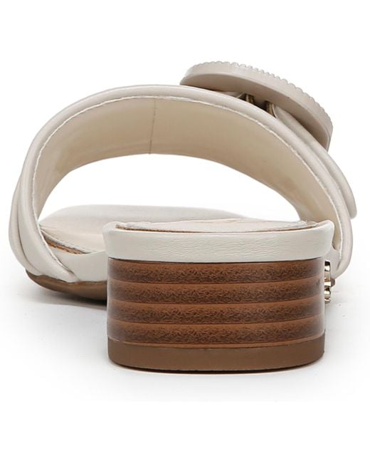 Sam & Libby Kandie Buckle Block Heel Slide Sandals in White | Lyst